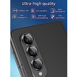 ZXZone [2Packs For Samsung Galaxy Z Fold5 Lens Protector, Premium Tempered Glass Glitter Diamond Metal Camera Lens Protector for Samsung Galaxy Z Fold 5 (Black)