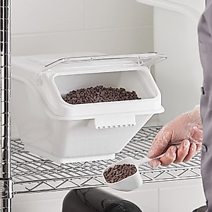 TrueCraftware- 2 Gallon (40 Cups) Shelf Ingredient Bin White with Clear Flip Top Lid & Measuring Scoop- Stackable Plastic Kitchen Pantry Storage Bin for Dry Food Flour Sugar Kitchen Restaurant