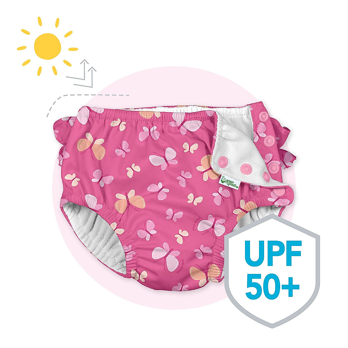 i Play Girls Reusable Absorbent Baby Swim Diapers Pink Butterflies 12 Months
