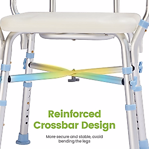 OasisSpace Shower Chair with Back 500lbs - Heavy Duty Shower Seat with Handles for Handicap, Disabled, Seniors & Elderly, Adjustable Medical Bathroom Chair for Inside Shower