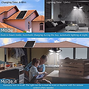 NIORSUN Solar Outdoor Lights Solar Lights Indoor Motion Sensor Pendant Light 3 Colors 4-Leaf 4 Modes with Remote, 16.4ft Wire Waterproof Security Lamp for Garage Shed Home Barn Shop Gazebo(1 Pack)