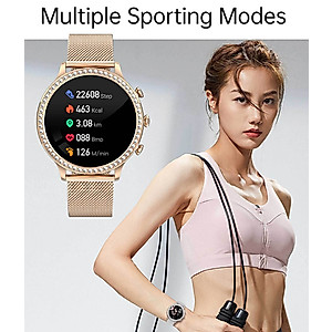 Smart Watch for Women Bluetooth Call Ladies Smartwatch 1.32" Diamond 100+ Watch Dials Sleep Tracker for Android iOS Phones