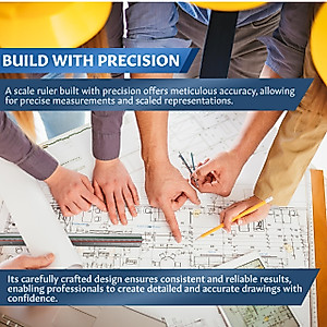 Stylo Aluminum Architect Scale Ruler 12" Laser Etched Triangle Drafting Ruler with Color - Coded Grooves for Blueprint, Drafting and Drawing - Imperial Architectural Scale Ruler for Blueprints