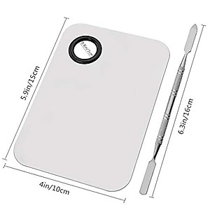 Professional Pro Stainless Steel Makeup Palette Cosmetic Palette with Spatula Tool Makeup Art Tool For Nail Art Eye Shadow Eyelash Makeup Professional Pigment Blending（6 x 4 Inch Sliver）