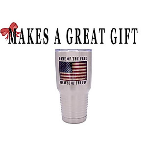 Rogue River Tactical Home of the Free USA Flag Military Veteran 30 Oz. Travel Tumbler Mug Cup w/Lid Vacuum Insulated Hot or Cold Gift