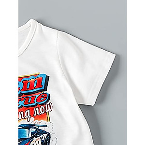 SOLY HUX Toddler Girl's 2 Piece Outfits Letter Car Graphic Print Short Sleeve Tee and Plaid Skirt Set Multicoloured 90