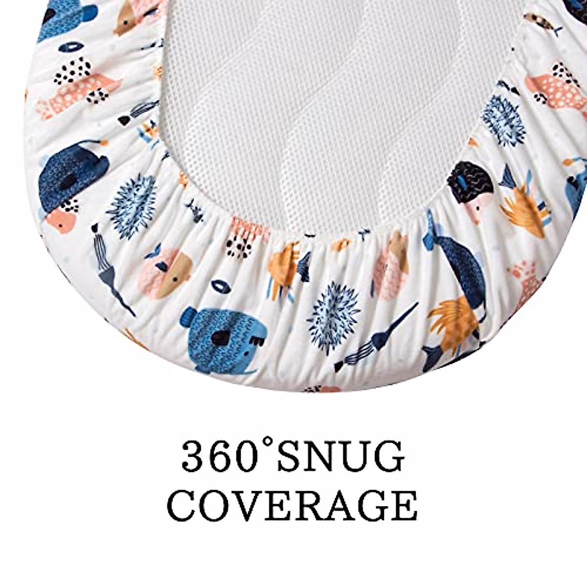 Baby Bassinet Sheets Unisex for Baby Boy Girl Soft Plush Bassinet Sheet for 33 x 17 x 2 inches Oval Bassinet Mattress Bassinet Pads 2 Pack (Fish under The sea)