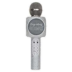 Wireless Express - Sing-Along Bling Bluetooth Karaoke Microphone and Bluetooth Stereo Speaker All-in-One (Silver Bling)