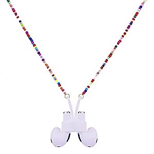 EGEN Colorful Glass Seed Beads Magnetic Anti-Lost Holder Strap Chain Necklace Leash String for Airpods Pro1 2 3 , 72cm (Glass Seed Beads Colorful)