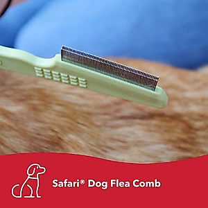 Coastal Pet Safari Dog Double Row Flea Comb - Helps Dry Skin - Dog Flea Comb for Flea Prevention and Detection in Pets with Short and Long Hair - One Size