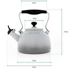 Chantal Tea Kettle, Vintage Series, Enamel on Steel, Whistling (Fade Grey)