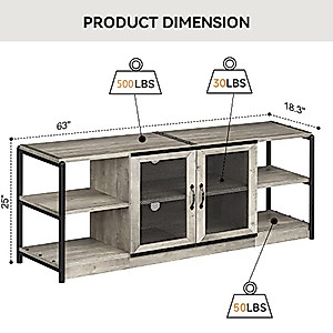 IDEALHOUSE TV Stand for 65+ Inch TV, Industrial Entertainment Center TV Media Console Table, Farmhouse TV Stand with Storage and Mesh Door, TV Console Cabinet Furniture for Living Room (Rustic Grey)
