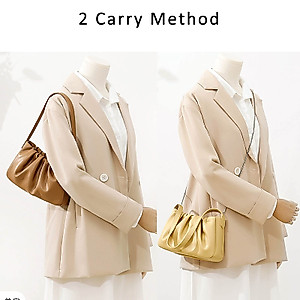 NVKIC Women's Retro Small Shoulder Bag Faux Leather Ruched Purse, Ladies Elegant Designer Mini Hanbags Trendy Crossbody Bags Yellow