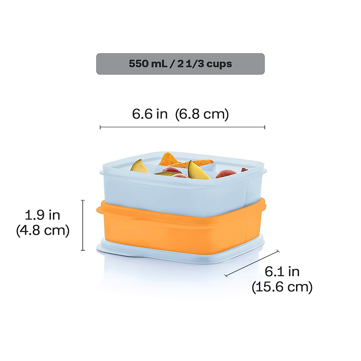 Tupperware Lunch-It Portion & Go Compact 2-Lunch Box Set, Dishwasher Safe and BPA Free (2.3 Cups/550 ml)