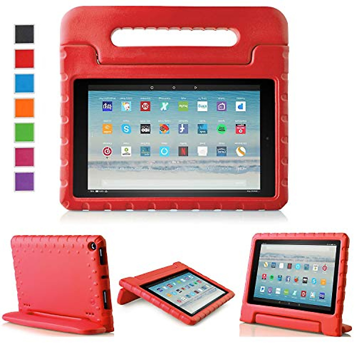 LTROP Fire HD 10 Case 2019 (Previous Model) Shock Proof Fire HD 10 Tablet Case for Kids (7th Generation and 9th Generation, 2017 and 2019) NOT for 2021 Released 11th Generation - Red