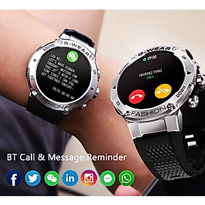 Military Smart Watch for Men Text and Call, 1.32'' AMOLED Fitness Tracker Watch Multi Sports Modes/Blood Pressure/SpO2/Heart Rate Monitor/IP68 Waterproof, Outdoors Sport Smartwatch for Android iOS
