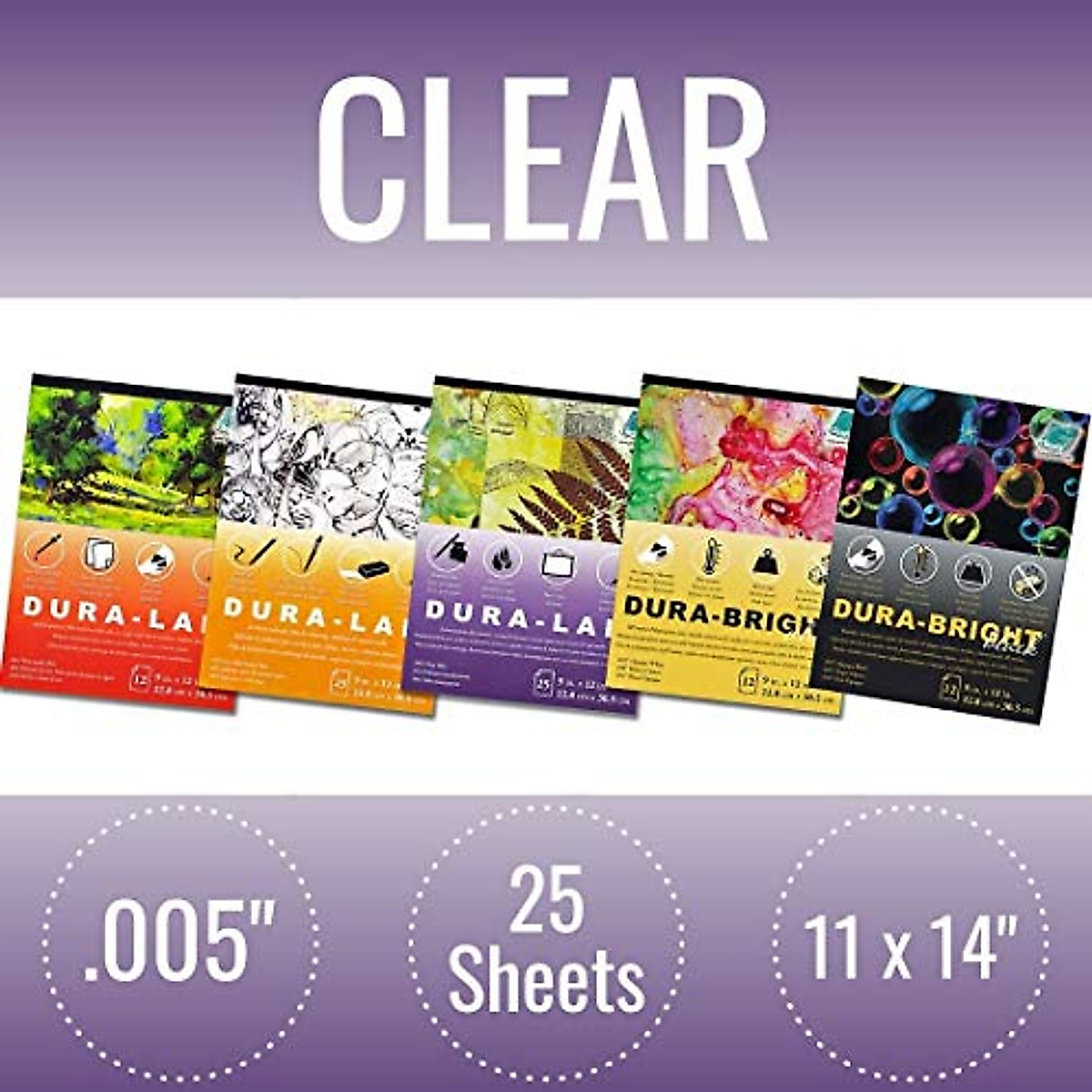 Grafix 11 x 14”, Pad of 25 – Ultra-Clear .005” Film, Acetate Alternative, Glossy Surface for Coverings, Stencils, Color Separation, Window Applications, Transparencies, Count