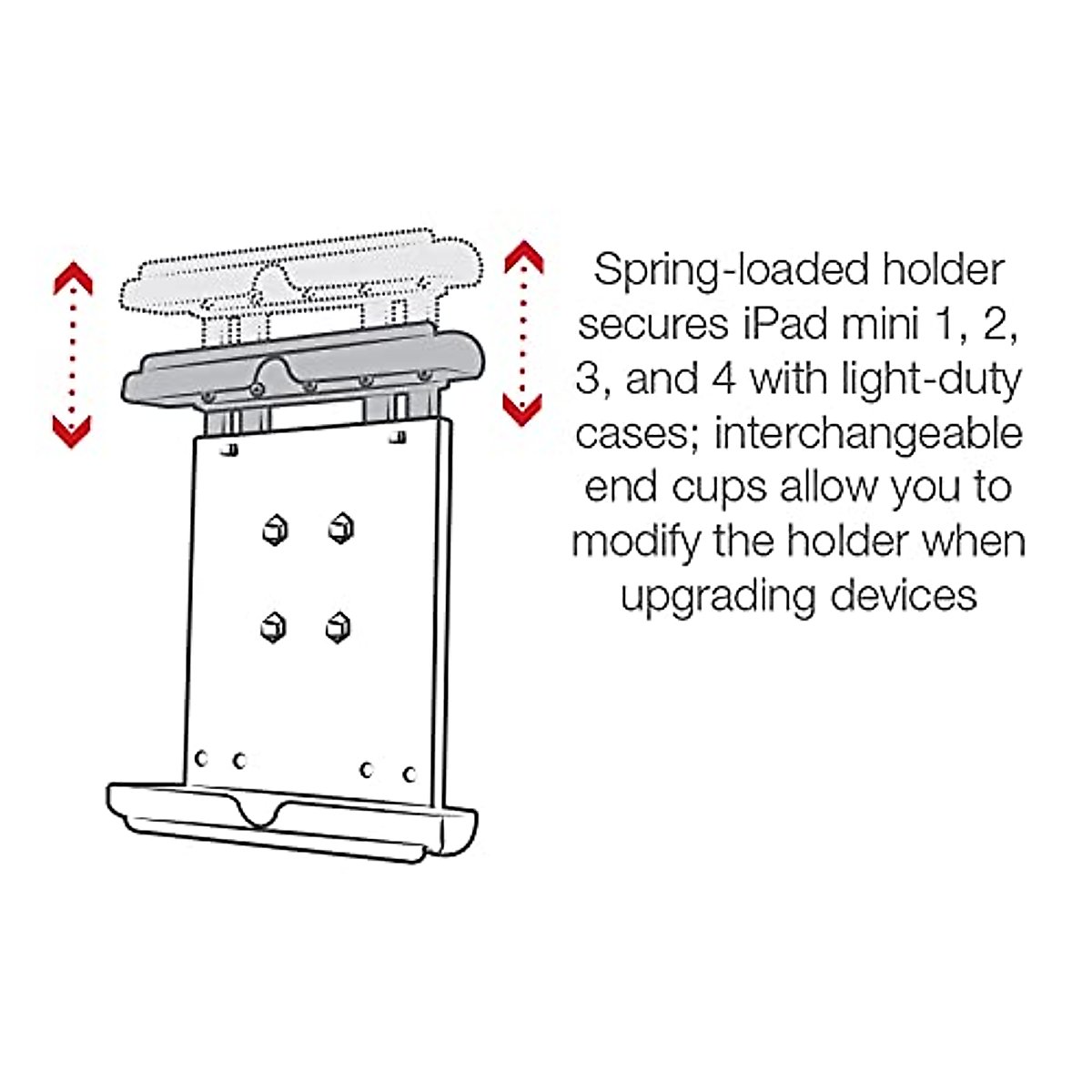 RAM Mounts Tab-Tite Universal Spring Loaded Holder for 8" Tablets with Case RAM-HOL-TAB12U Compatible with RAM B 1" and C 1.5" Size Round Ball Bases