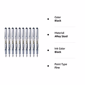 Pilot V Pen (Varsity) Disposable Fountain Pen, Fine Point, Black Ink, Value Set of 10