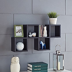 Danya B. Cubby Chessboard Wall Shelf - Horizontal or Vertical (Black)