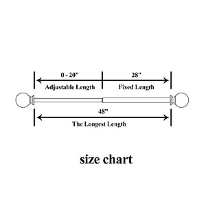 Acrylic Diamond Finials Curtain Rod 28-48 Inch, 3/4" Diameter Window Treatment Single Rod Set，Black