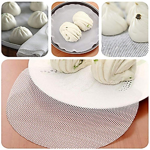 5Pcs 14Inch Non-Stick White Silicone Steamer - Silicone Steamer Mesh- Reusable Kitchen Steamer Mat Liners - Dim Sum Paper Restaurant Kitchen -Steamer Paper Liners for Steaming Basket