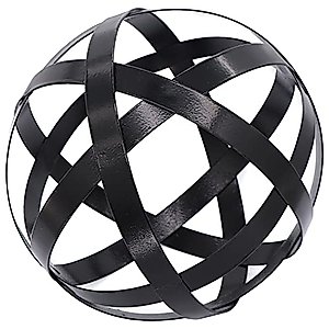 Decorative Sphere Metal Band Ball Orbs Decorative Balls Home Decor Accents Tabletop Decorations for Living Room, Kitchen, Bedroom Centerpiece for Dining Room Coffee Table, Side Tables (Black)