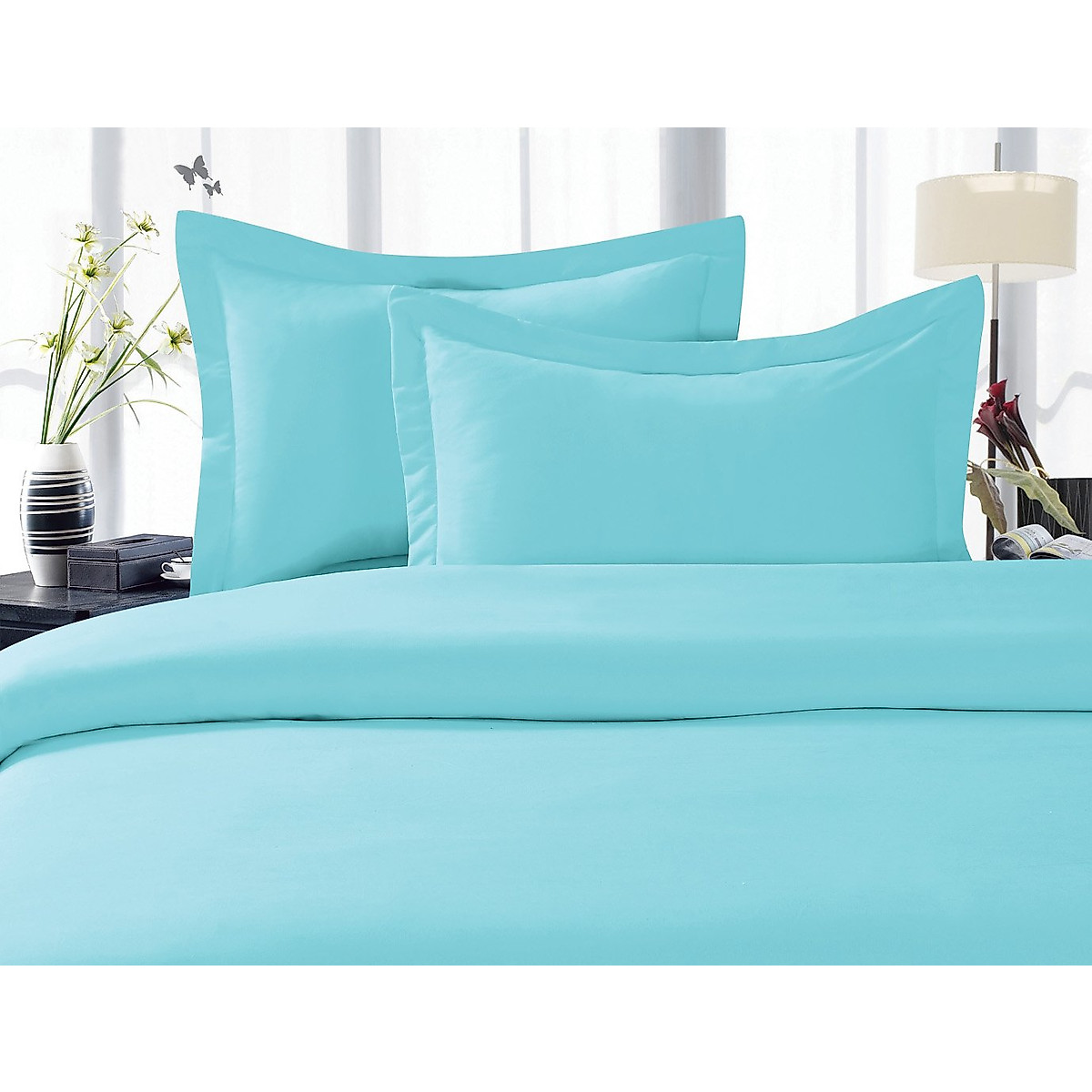Elegant Comfort 1500 Premium Hotel Quality Microfiber 3 Piece Wrinkle Free and Fade Resistant Luxurious Duvet Cover Set, Full/Queen, Aqua