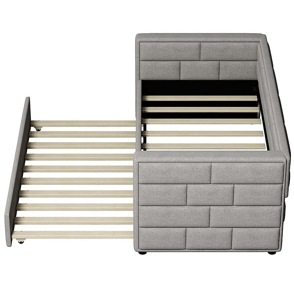 n/a Twin Size Bed Frame for Living Room Daybed with Trundle Upholstered Daybed Home Furniture Moder