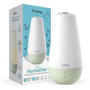 Pure Enrichment® PureBaby® 3-in-1 Whisper-Quiet Humidifier, Color Changing Night Light, & Essential Oil Diffuser for Baby Nursery & Kids Bedroom to Relieve Congestion, Colds, & Coughs (Whisper Green)