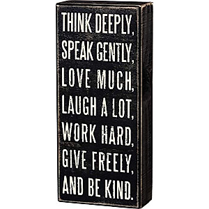 Primitives by Kathy 17037 Classic Box Sign, 4 x 9-Inches, Think Deeply