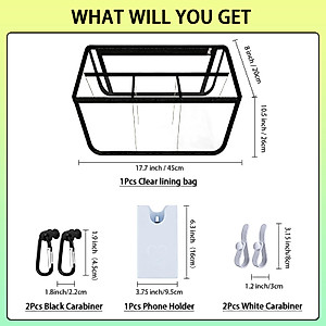 6Pcs Clear Beach Bag Organizer Accessories 17.7X10.5X8in for Bogg Bag X Large Storage Bag, with Insert Phone Holder and Hooks key Holder for Bogg Bag Organizing Your Bag and Divide Spac