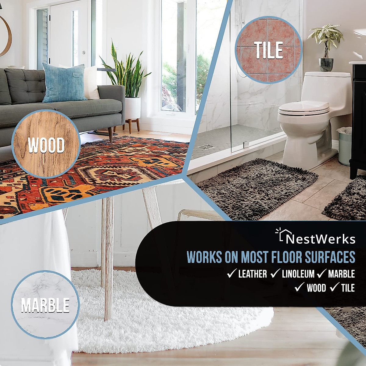 Double Sided Carpet Tape for Hardwood Floors, Tile Floors, Laminate Floors, Rug Tape Hardwood Floor, Double Sided Carpet Tape for Area Rugs, Rug Gripper Carpet Tape Double Sided (1)