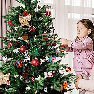 50 Pieces Christmas Tree Felt Ornament Hanging Decorations 5 Inches Mini Xmas Tree Kids Toddler DIY Felt Craft Santa Snowman Angel Reindeer Hanging Ornament for Christmas Tree Party Decorations Gifts