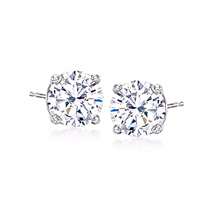 Ross-Simons Round CZ Stud Earrings in 14kt White Gold
