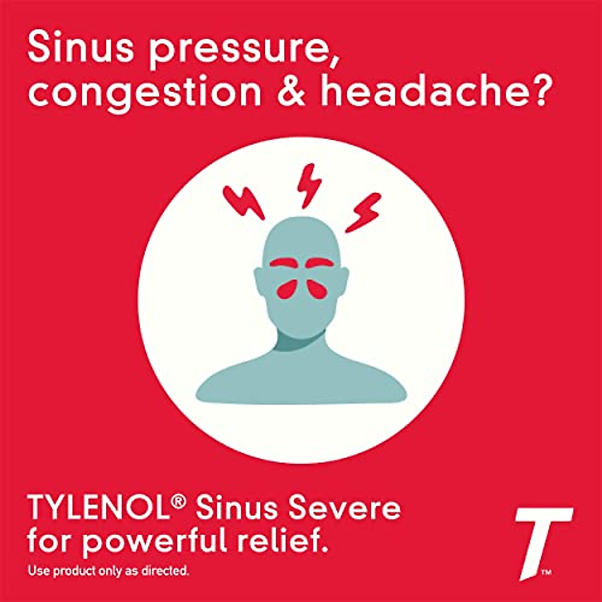 Tylenol Sinus + Headache Daytime Non-Drowsy Relief Caplets, Acetaminophen 325mg, Nasal Decongestant for Sinus Pressure, Headache & Nasal Congestion Relief, 24 ct