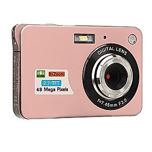 4K Digital Camera for Photography, 48MP Vlogging Camera Compact Pocket Camera with 2.7in LCD Display, 8X Anti Shake Vlogging Camera for Adult Seniors Students Kids Beginner (Pink)