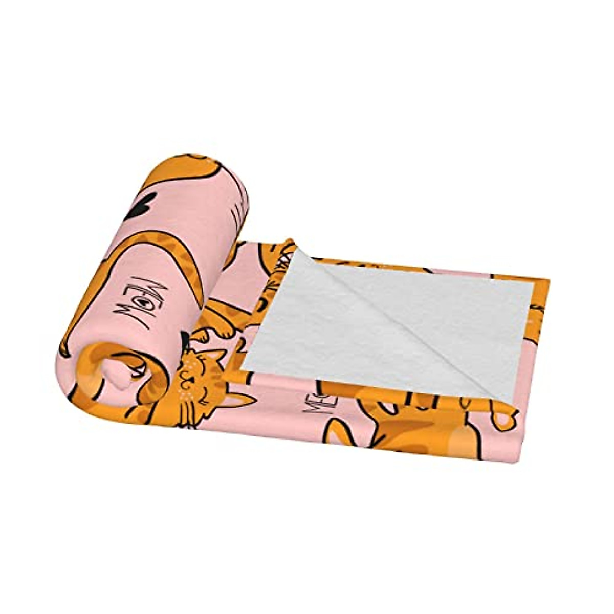 Kamoxi Cat Throw Blankets Cute Orange Cats Kitty Kawaii Pets on Pink Blanket Cat Lover Gifts for Women Girls Baby, Soft Sofa Bed Chair Couch Fleece Flannel Fluffy Plush Blanket Bedding 50"x40"