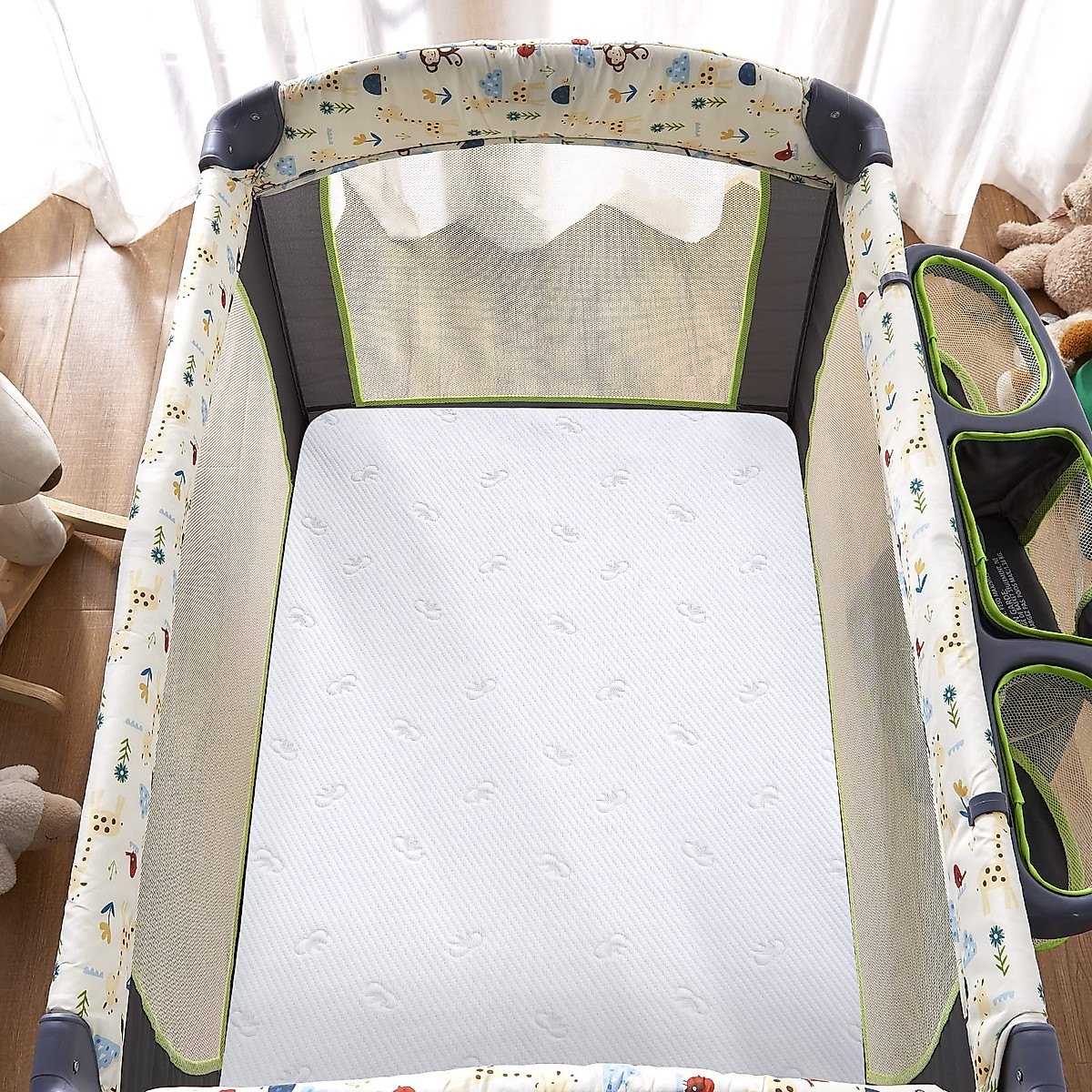 Mattress Protector for Pack n Play Waterproof,（Machine Washable White） Premium Quilted Pack n Play Sheets/Playard Sheet Cover 38X26inch fits for Baby Foldable and Playard Mattress, Portable Mini Crib