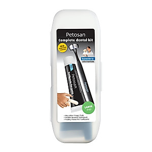 Petosan Complete Dental Kit for Dogs with Toothbrush, Toothpaste and Microfiber Cleaner, for Large Dogs, 35+ lbs