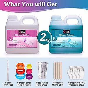 LET'S RESIN Super Elastic Silicone Mold Making Kit 10A,70.5oz Teal Color Mold Making Liquid Silicone Rubber, Ideal for Casting Resin Molds/Silicone Molds/Candle Molds (2KG)