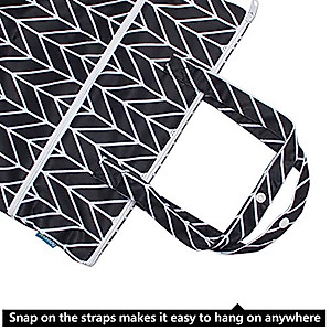 Teamoy Travel Hanging Wet Dry Bag Organizer (17.3 x 13.4 inches) with Two Compartments for Cloth Diaper, Laundry, Swimsuits and More, Easy to Hang Everywhere (M, Black Arrow)