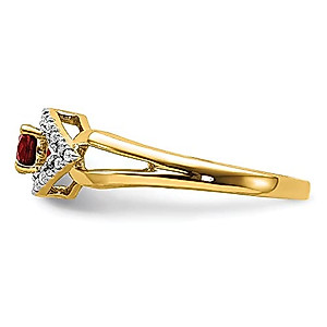 Diamond2Deal 14k Yellow Gold Lab Grown Diamond and Ruby Engagement Wedding Ring