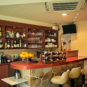 PAMISO 2-Tiers Wine Rack, 8-Bottles Bamboo Wine Stand Holder Wine Rack Countertop for Pantry, Kitchen, Bars, Wine Cellar