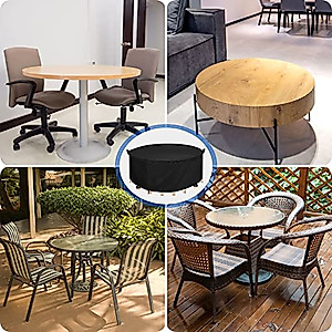Harita Patio Furniture Covers Waterproof, 75" Dia x 28" H Outdoor Table Chair Set Covers Round, Resistant for Rain Snow Dust Anti-UV Windproof, Black