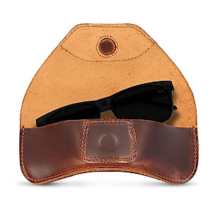 Londo Genuine Leather Eyeglasses & Sunglasses Case with Magnetic Snap Closure