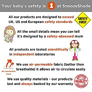 Stroller Sun Cover (6m+) | UV Sun and Sleep Shade for Baby Strollers & Joggers | Universal Fit for 3 & 4 Wheelers | Blocks 97.5% of The Sun's Rays | SnoozeShade Plus Deluxe…