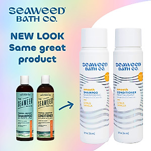 Seaweed Bath Co. Smooth Shampoo and Conditioner Set, Citrus Vanilla Scent, 12 Ounce (Pack of 2), Sustainably Harvested Seaweed, Borage and Broccoli Seed Oils, For Curly and Frizzy Fine Hair