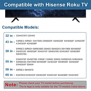 TV Base Stand for Hisense TV Legs, TV Stand Legs for Hisense 32" 43" 50" 55" 58" 65" Smart TV, for 32H4030F3 43R6E3 50R6E3 50A6G 55H6570 55H6570G 58H6870, TV Stand Base with Screws