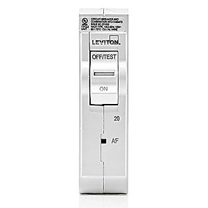 Leviton LB120-AF 20 Amp, 1-Pole Plug-on AFCI Branch Circuit Breaker, 120 VAC, White